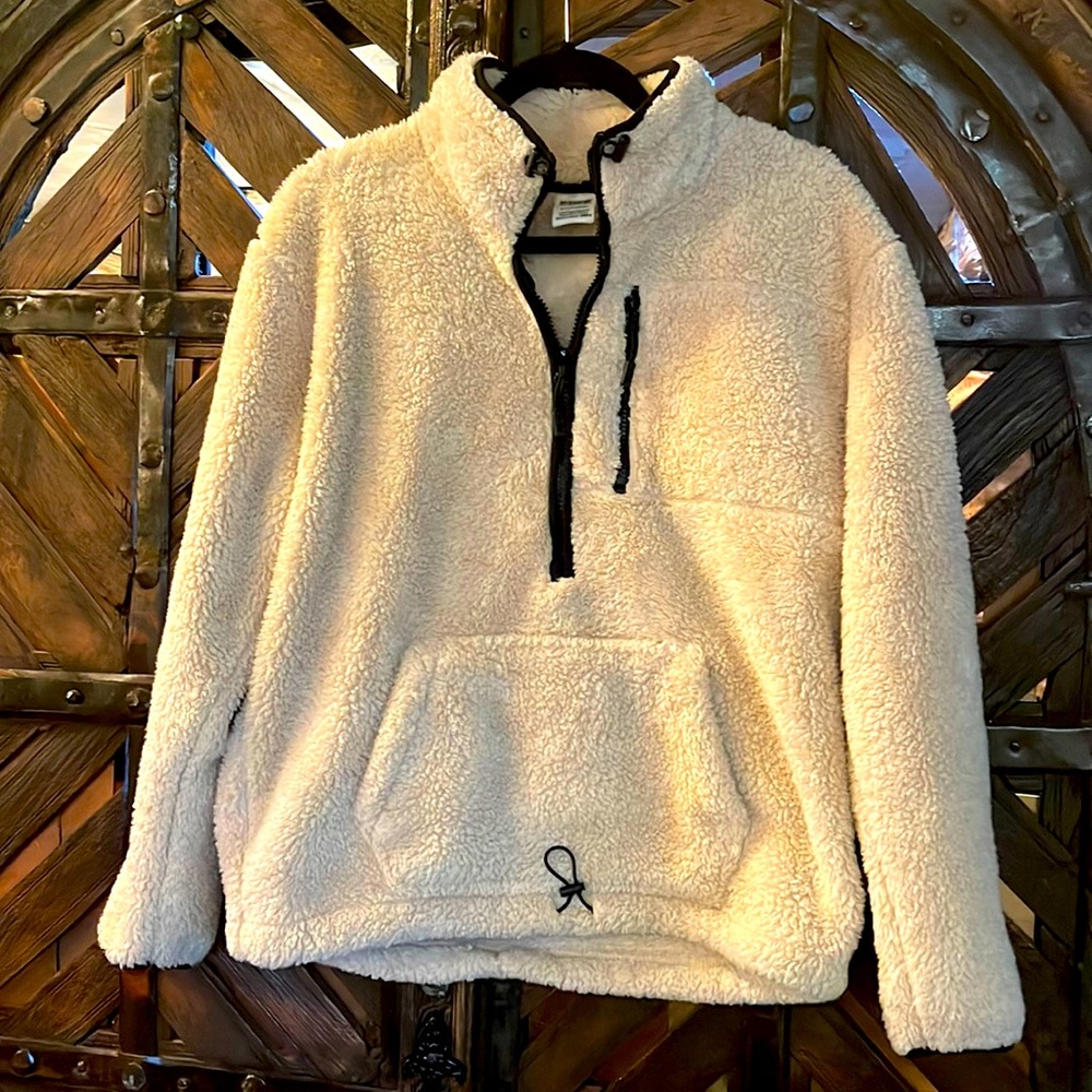 Victoria’s Secret Pink Line Cream Colored Sherpa Zip … - Gem
